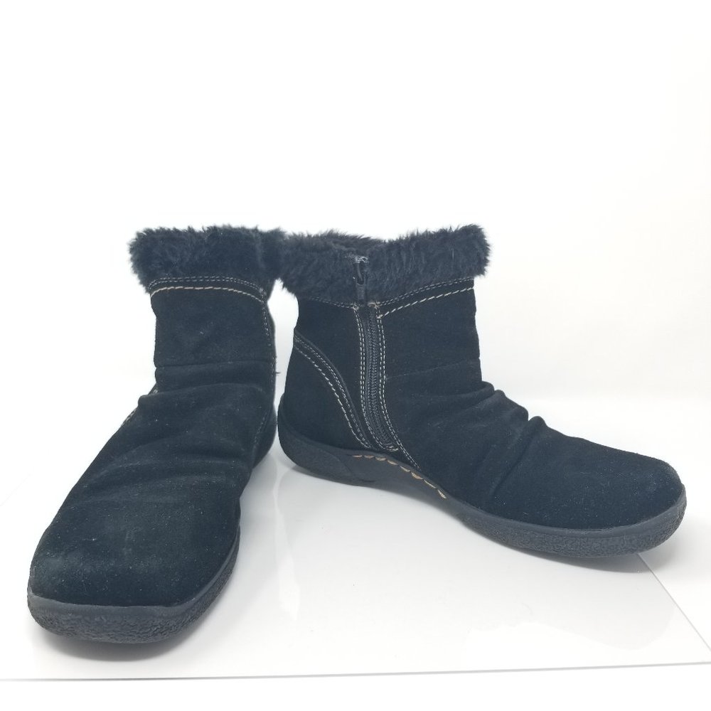 Bare Traps Launch Black Suede Booties Zipper - Gem